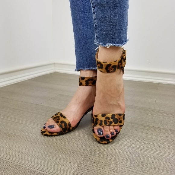 Shoes | Block Heel Suede Leopard Sandal | Poshmark